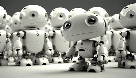 premium ai image crowd of white robots showcasing advanced ai machine