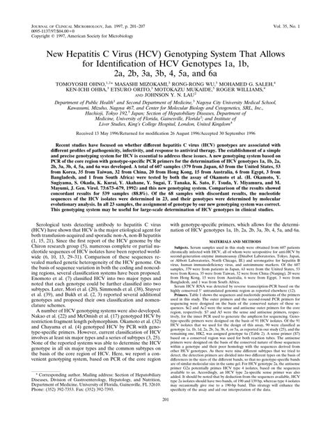 Pdf New Hepatitis C Virus Hcv Genotyping System That Allows For
