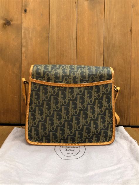 Vintage Christian Dior Coated Trotter Canvas Camera Bag Grey Khaki