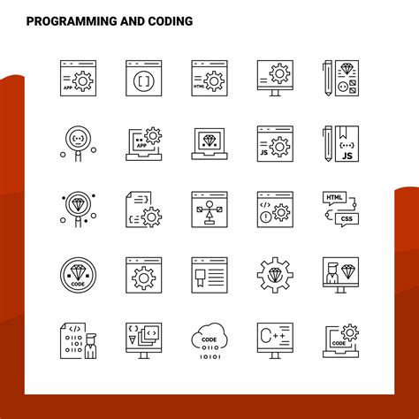 Set Of Programming And Coding Line Icon Set Icons Vector Minimalism Style Design Black Icons
