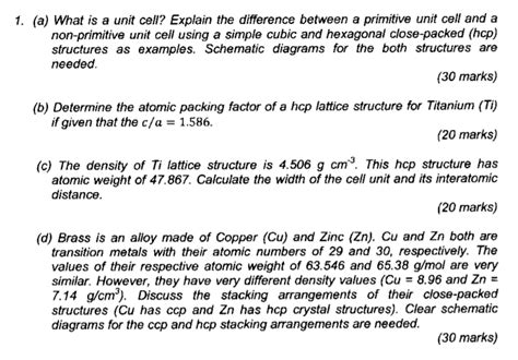 Solved A What Is A Unit Cell Explain The Difference Chegg