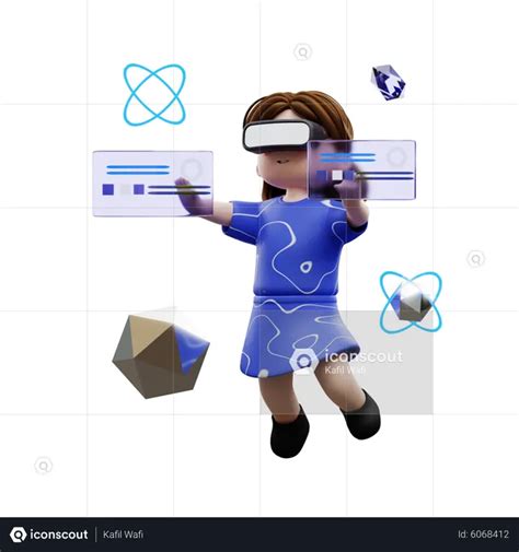 Girl Doing Analysis Using Meta 3d Illustration Free Download Science And Technology 3d