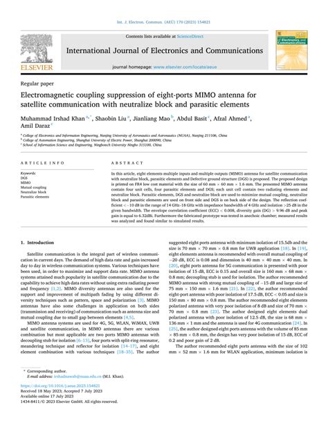 Pdf Electromagnetic Coupling Suppression Of Eight Ports Mimo Antenna For Satellite