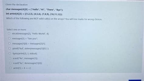 Solved Given The Declaration Char Messages 4 8 Hello