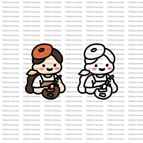 오케이티콘 화가 예술가 여 아이콘 개별 컬러라인