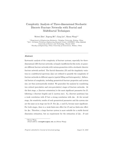 Pdf Complexity Analysis Of Three Dimensional Stochastic Discrete