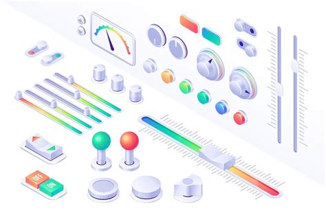 Isometric Buttons Control Panel Interface Elements Vector Art At Vecteezy