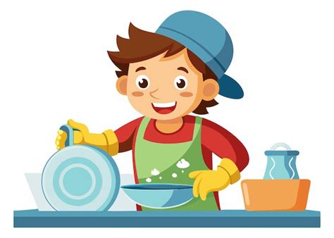People Washing Dishes Vector Illustration Premium Ai Generated Vector