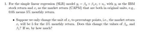 solved 1 for the simple linear regression slr model yi