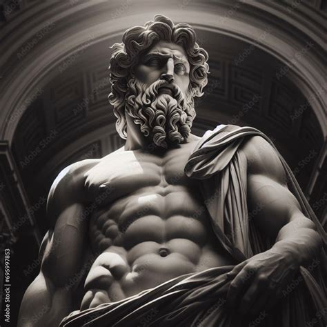 White Marble Statue Bust Of Greek God Zeus Also Known As The Roman God