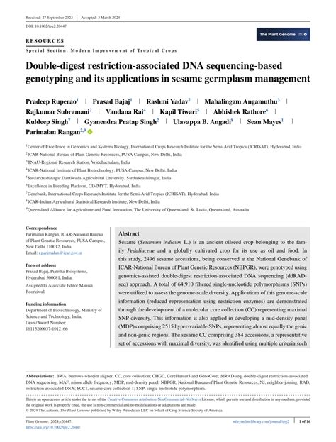 Pdf Double Digest Restriction Associated Dna Sequencing Based Genotyping And Its Applications