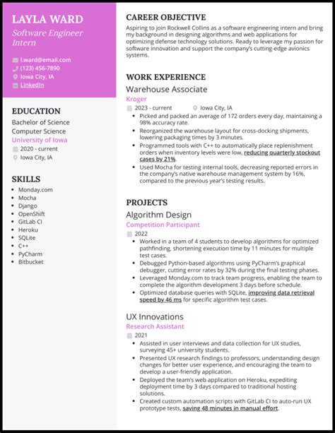 5 Software Engineer Intern Resume Examples For 2025
