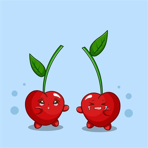 Premium Vector Cute Cry Couple Cherry Illustration