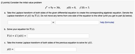 solved 2 points consider the initial value problem } 9y
