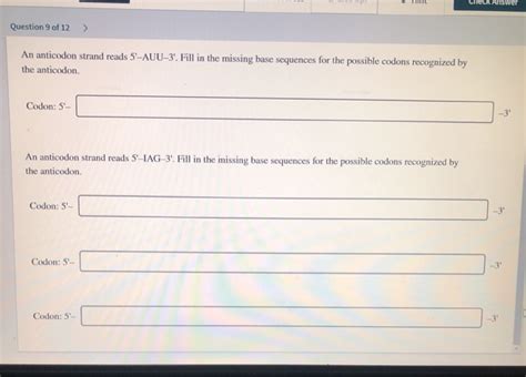 Solved Write All Possible Codons Recognized By Each Of The