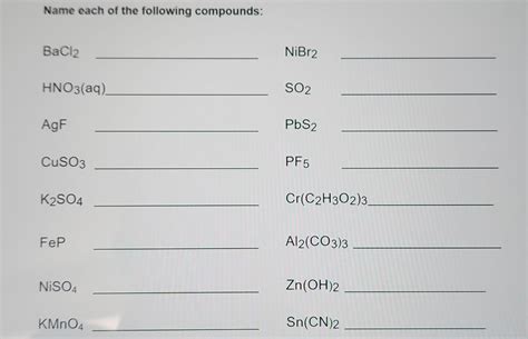 Solved Name Each Of The Following Compounds Bacl2 Nibr2