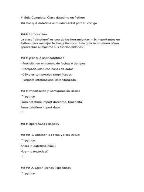 Importancia De Usar Datetime Phyton Pdf Python Lenguaje De