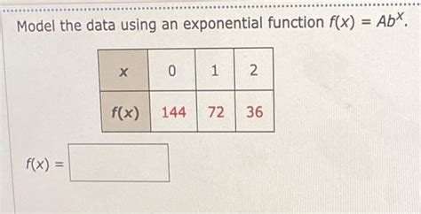 Solved Model The Data Using An Exponential Function Fx