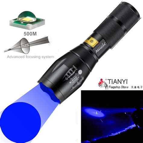 충전식 매우 밝은 낚시 손전등 야간 낚시 파란색 야외 손전등 강한 발광 XPE 충전식 홈 LED LED 손전등