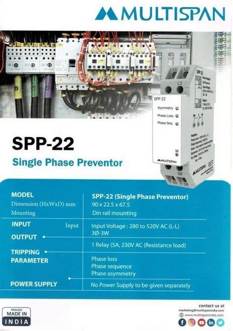 Multispan Spp22 Single Phase Preventer For Electrical Panels 3 Phase
