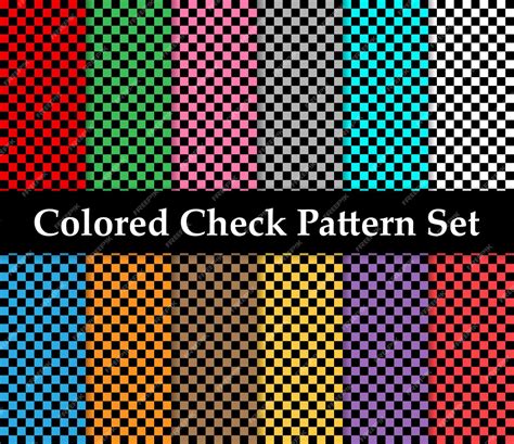 Premium Vector Colored Seamless Check Pattern Set On Black Background