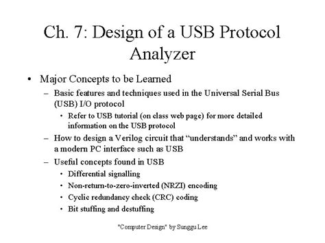Ch 7 Design Of A Usb Protocol Analyzer