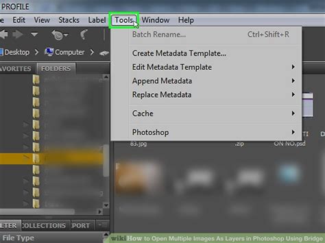 how to open multiple images as layers in photoshop using bridge