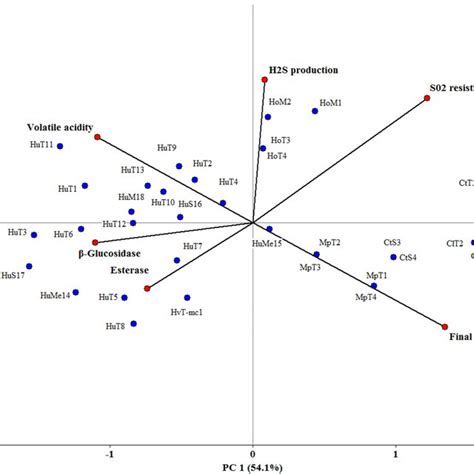 Biplot Graph Of Principal Component Analysis Pca Of Selected