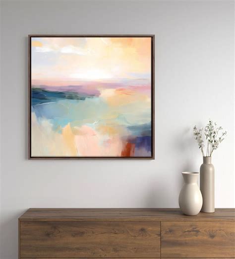 Pastel Colors Sunset Wall Art Abstract Landscape Square Print 24x24