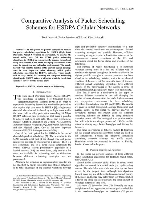 Pdf Comparative Analysis Of Packet Scheduling Schemes For Hsdpa Cellular Networks