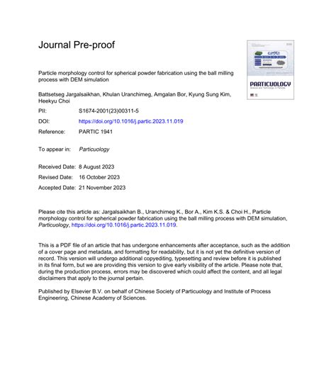 Pdf Particle Morphology Control For Spherical Powder Fabrication Using The Ball Milling