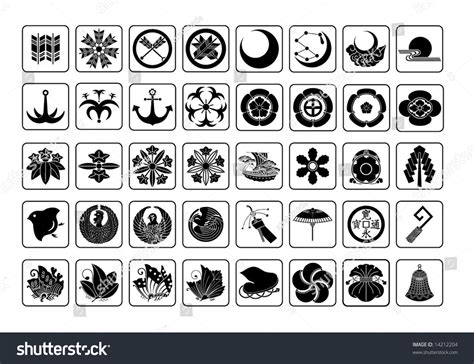 Icons Traditional Japanese Coat Arms Stock Vector Royalty Free 14212204