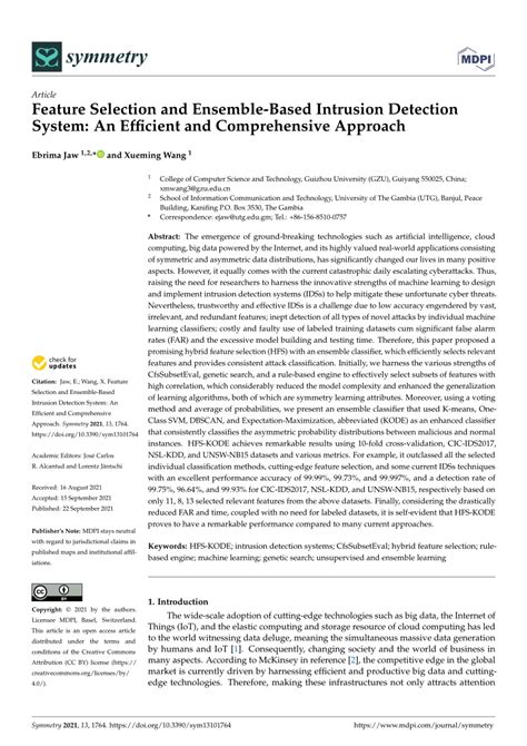 pdf feature selection and ensemble based intrusion detection system