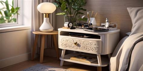 Premium Ai Image Bedside Table With Modern Tech For Relaxation