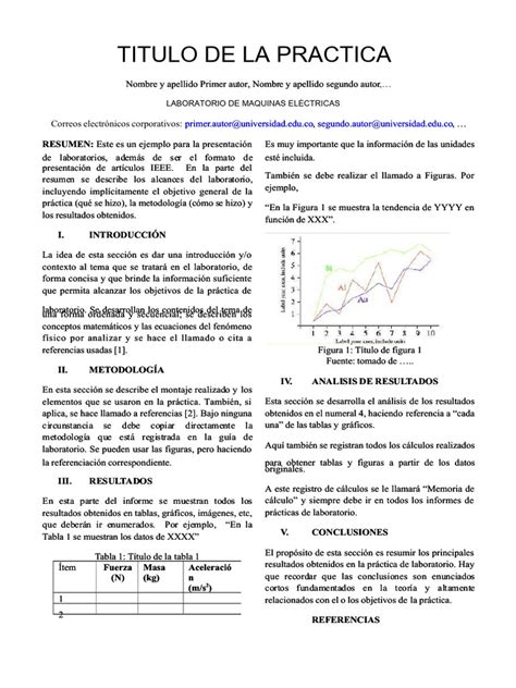 Pdf Formato Ieee Para Presentacion De Informes De Laboratorios