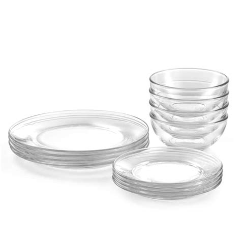 Libbey 12 Piece Round Clear Glass Dinnerware Set Set Of 12 On Sale