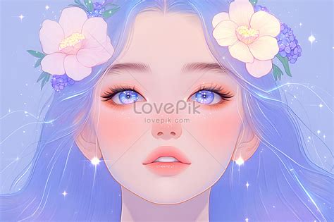 Lovepik صورة  601786843 Id توضيح بحث صور الفتاة ذات الشعر الزهري