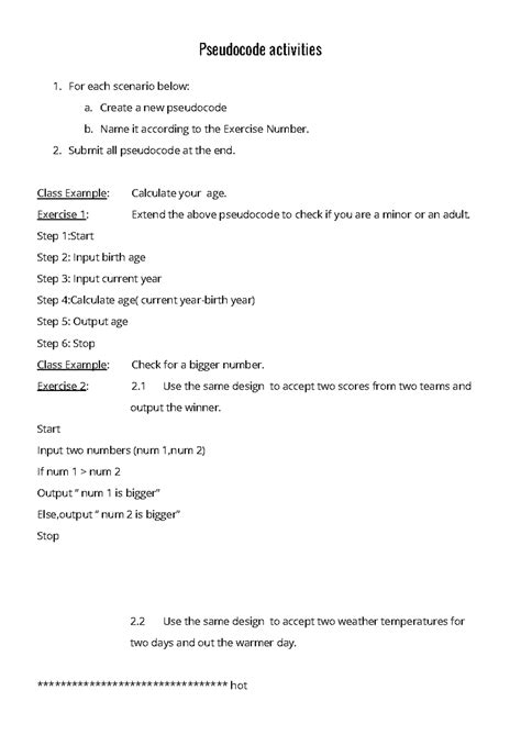 Term 3 Flow Chart Activities Pseudocode Activities 1 For Each