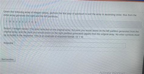 Solved Given The Following Array Of Integer Values Perform