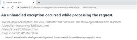 C ASP NET Core MVC One View Cannot Be Found Even Though It Exists