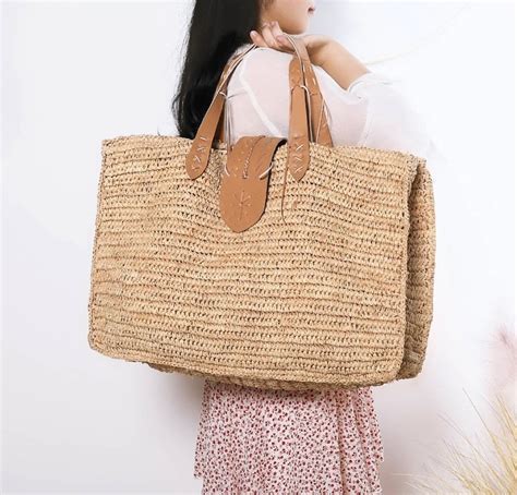 Large Straw Beach Bag Oversize Bag Large Straw Totelarge Etsy