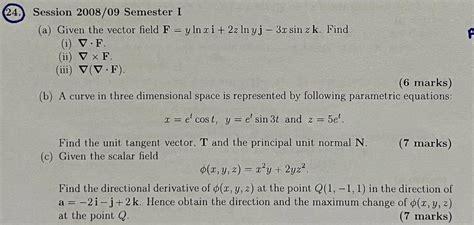 Solved Session Semester I A Given The Vector Field Chegg