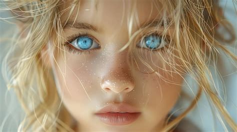 Premium Photo Face Of Young Girl With Blonde Hair And Blue Eyes