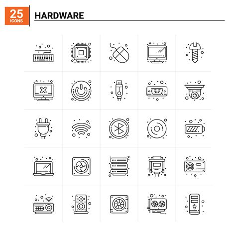 25 Hardware Icon Set Vector Background 19182485 Vector Art At Vecteezy