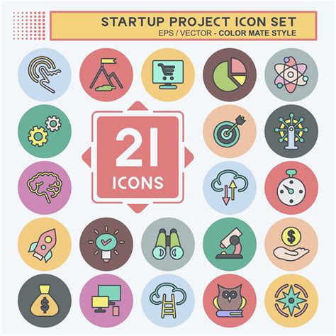 Icon Set Startup Project Suitable For Startup Symbol Color Mate Style