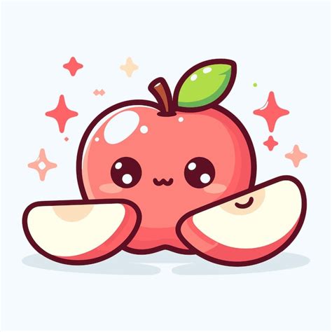 Premium Vector Cute Apple Character With Sliced Apple Illustration
