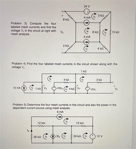 Solved Problem Compute The Four Labeled Mesh Currents And Chegg Com