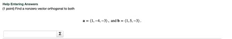 Solved Help Entering Answers 1 Point Find A Nonzero Vector