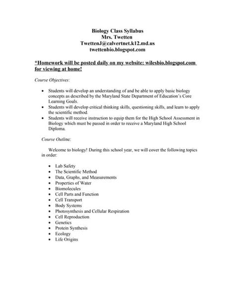 Class Syllabus Doc