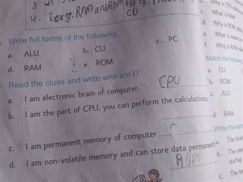 Write Full Forms Of The Following A ALU StudyX